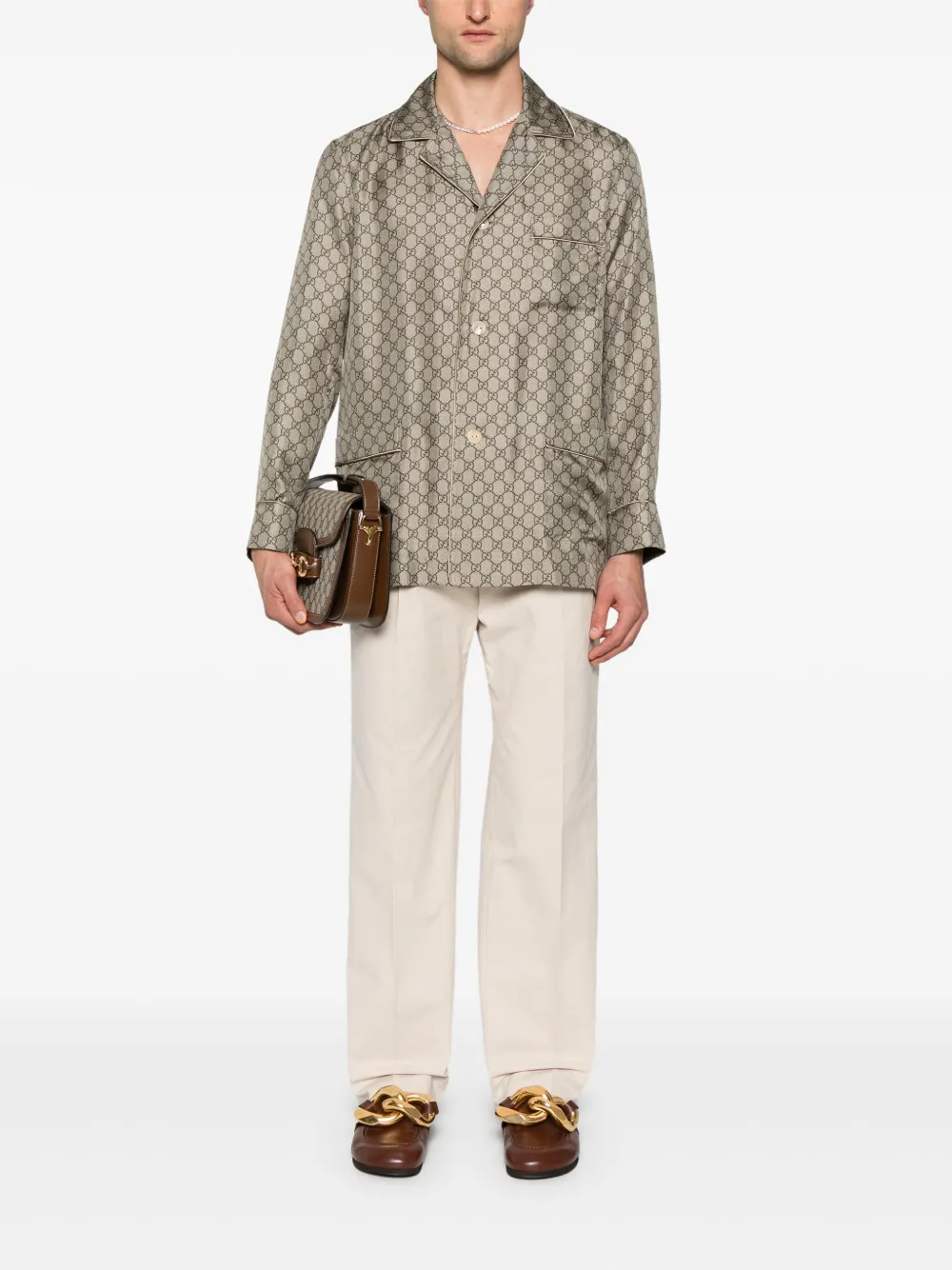 Gucci GG Supreme-print Silk Shirt | Neutrals | FARFETCH TR