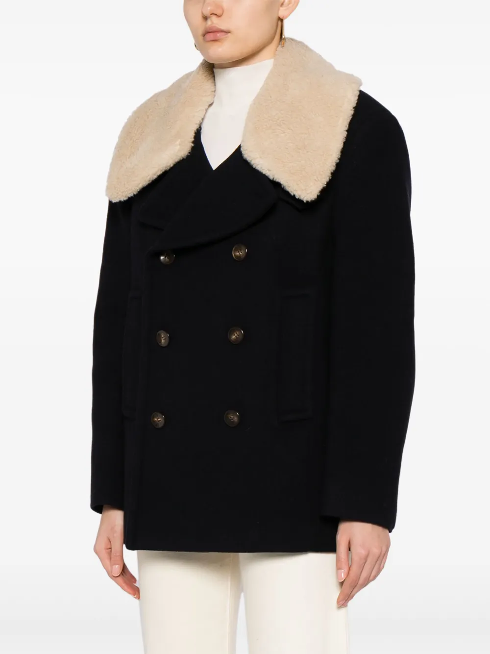 STUDIO TOMBOY pointed-flat Collar faux-shearling Coat | Blue | FARFETCH UK