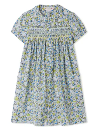 Bonpoint Candice floral-print Cotton Dress | Blue | FARFETCH