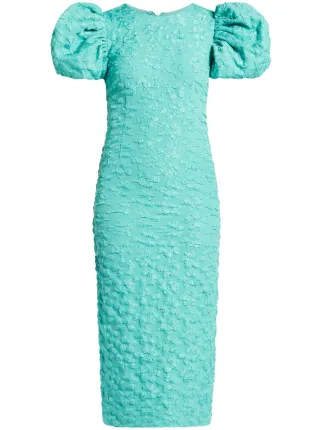 ROTATE BIRGER CHRISTENSEN puff-sleeve Midi Dress | Blue | FARFETCH HK