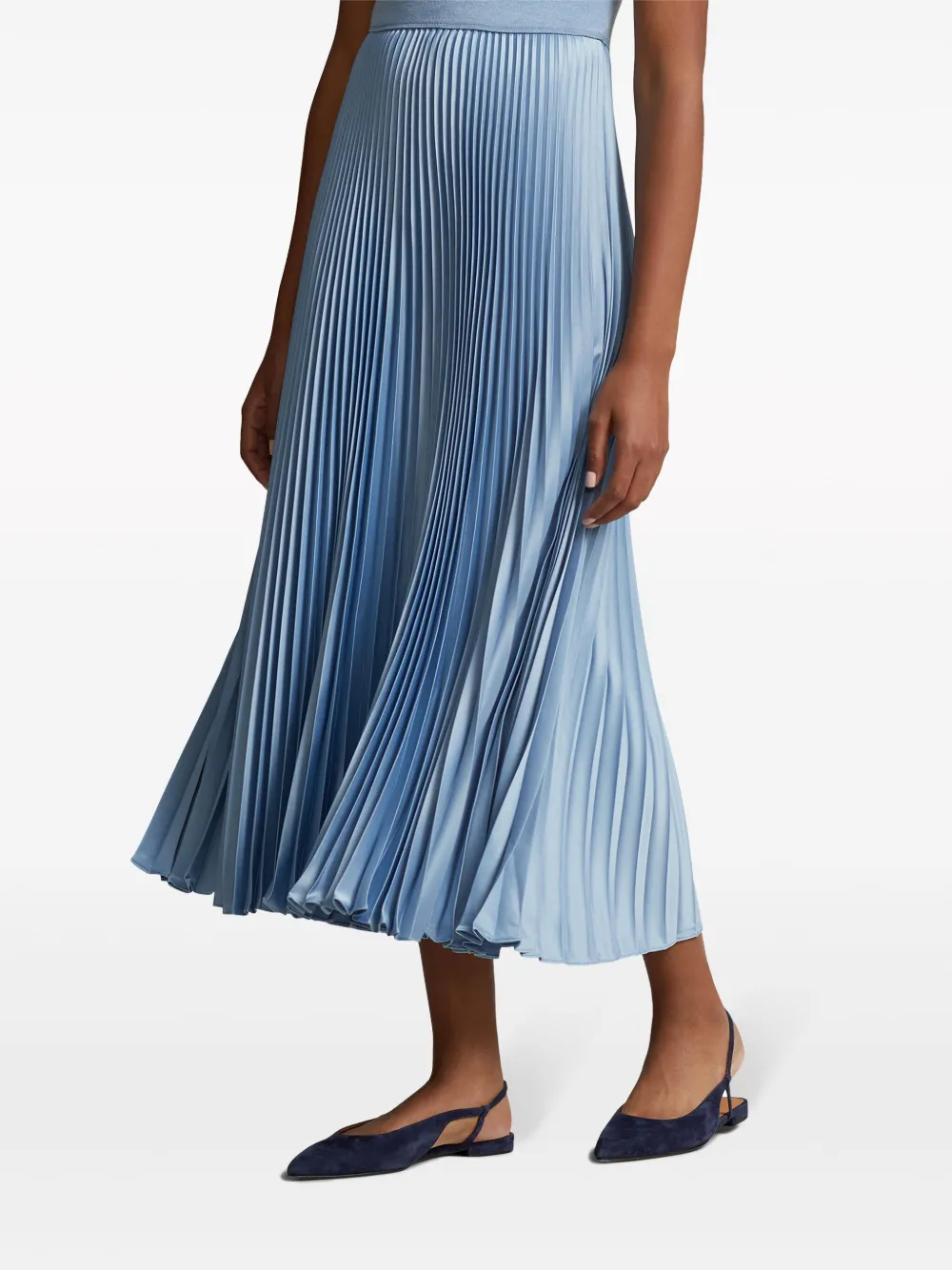 Polo Ralph Lauren Panelled Pleated Midi Dress | Blue | FARFETCH