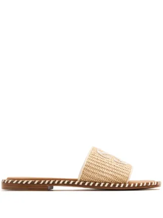 Off-White Twist Arrow-embroidered Raffia Slides | Neutrals | FARFETCH