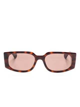 Gucci Eyewear Tortoiseshell rectangle-frame Sunglasses | Brown | FARFETCH