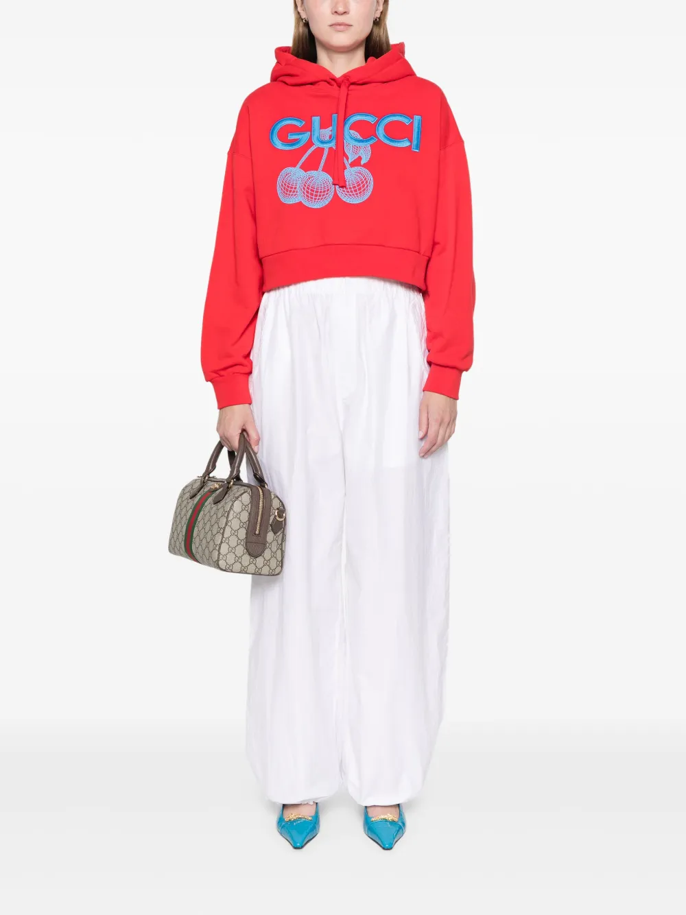 Gucci logo-embroidered Hoodie | Red | FARFETCH