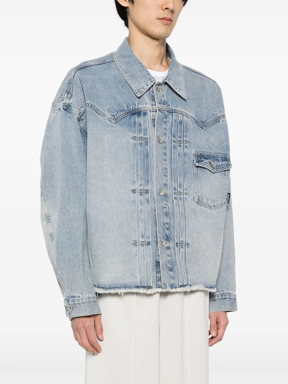 FIVE CM pleat-detail Denim Jacket | Blue | FARFETCH UK