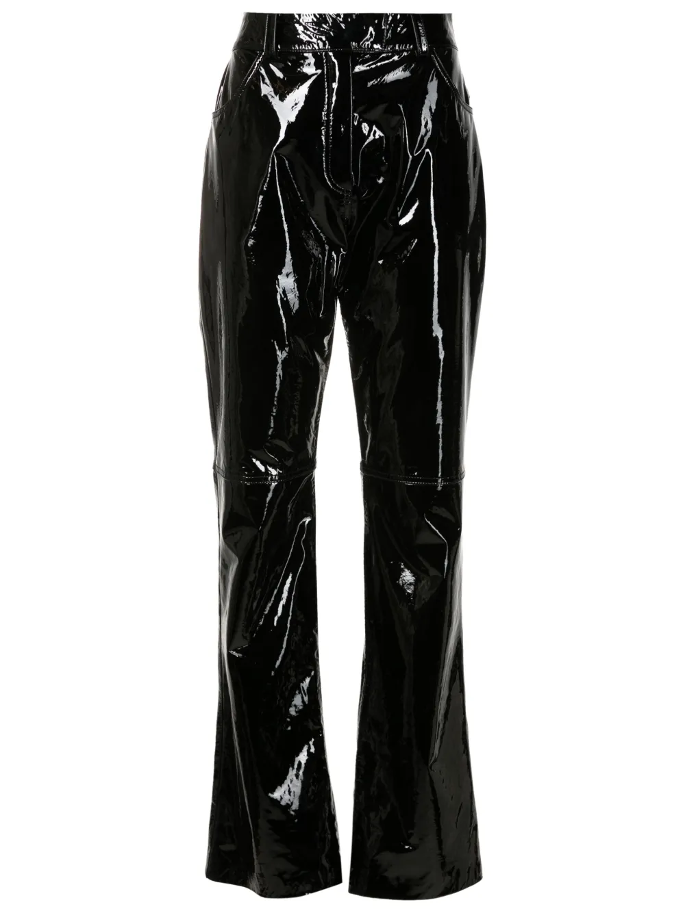 Andrea Bogosian Floris Flared Leather Trousers | Black | FARFETCH