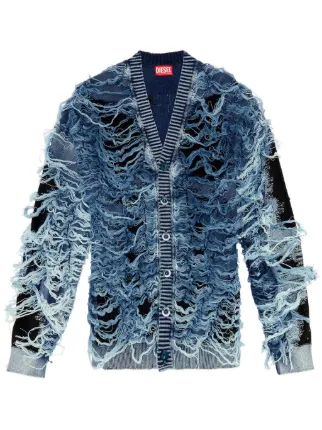 Diesel K-Boboli Ripped Cardigan | Blue | FARFETCH