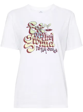 PS Paul Smith Feet On The Ground Cotton T-shirt | White | FARFETCH