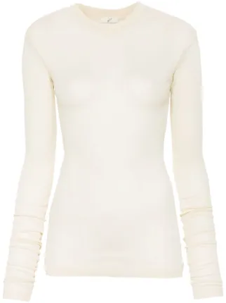 BITE Studios Ribbed semi-sheer Organic Cotton T-shirt | Neutrals | FARFETCH HK