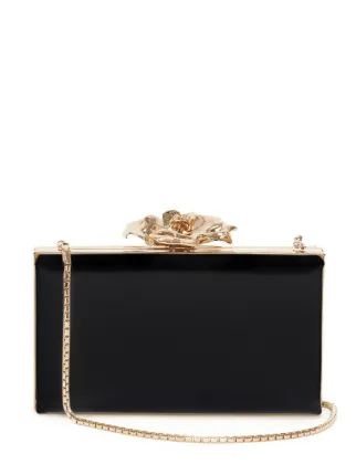 Victoria Beckham Frame Flower Satin Clutch Bag | Black | FARFETCH