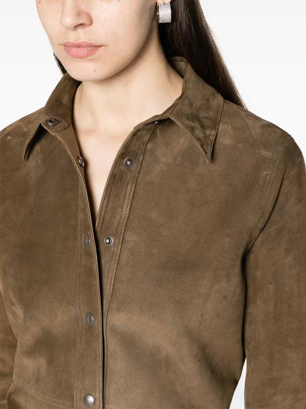 TOM FORD long-sleeve Suede Shirt | Brown | FARFETCH