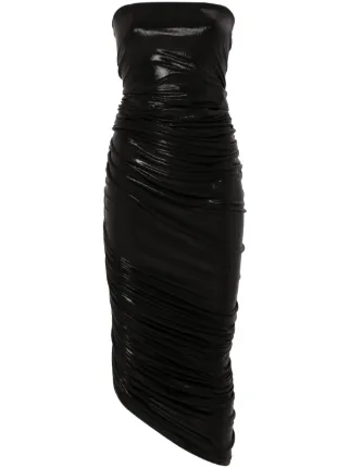 Norma Kamali Diana Shirred Midi Dress | Black | FARFETCH