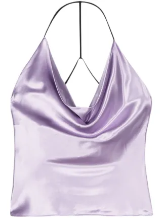Del Core Cowl Neck Satin Top | Purple | FARFETCH