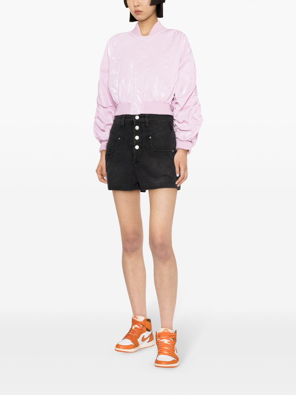 PINKO Bolbe Ruched Bomber Jacket | Pink | FARFETCH UK