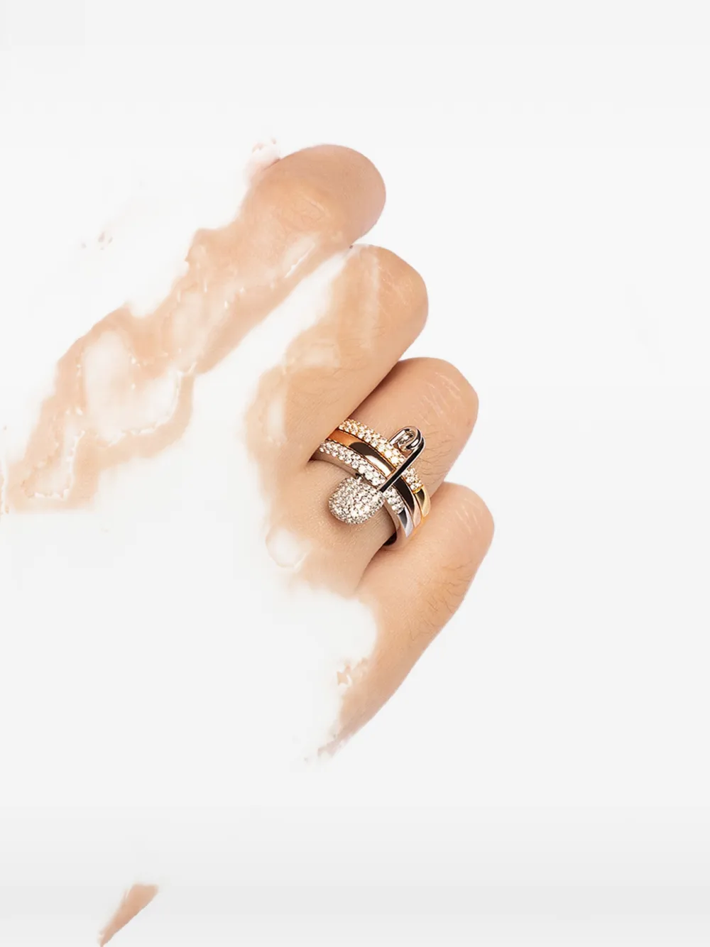 APM Monaco Safety pin-motif Triple Band Ring | Silver | FARFETCH RS