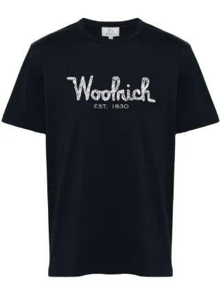 Woolrich embroidered-logo Cotton T-shirt | Blue | FARFETCH AO