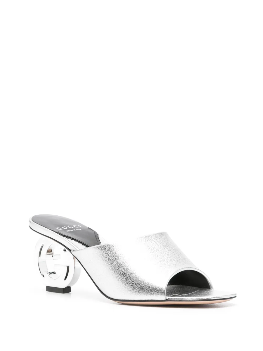 Gucci 75mm Interlocking G-heel Mules | Silver | FARFETCH UK