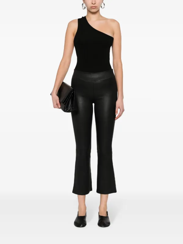 Arma Flared Cropped Leather Trousers Black FARFETCH IE