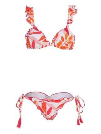 Brigitte leaf-print Bikini Set | White | FARFETCH