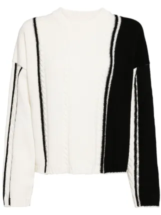 STUDIO TOMBOY cable-knit two-tone Jumper | White | FARFETCH