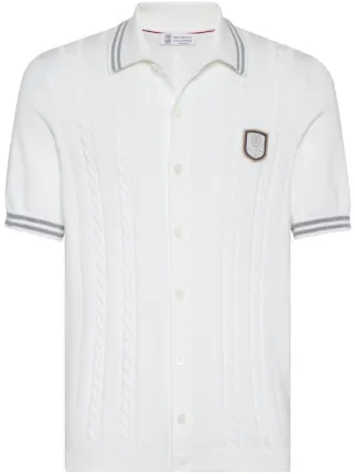 Brunello Cucinelli logo-patch Polo Shirt | White | FARFETCH UK