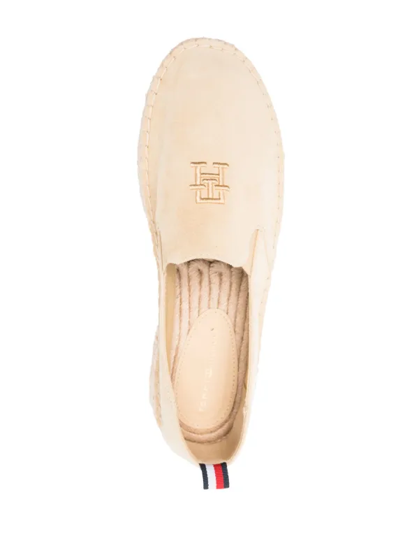 Tommy Hilfiger Suede Flatform Espadrilles Neutrals
