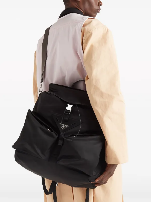 Prada Re-Nylon leather-trimmed Backpack | Black | FARFETCH Prada Re-Nylon leather-trimmed Backpack | Black | FARFETCH