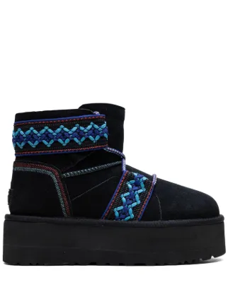 UGG Classic Mini II Braid Platform Boots | Black | FARFETCH