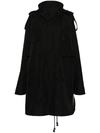 Maison Margiela concealed-hood Cotton Parka Coat | Black | FARFETCH UK