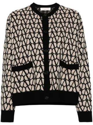 Valentino Garavani Toile Iconographe Virgin Wool Cardigan | Neutrals ...