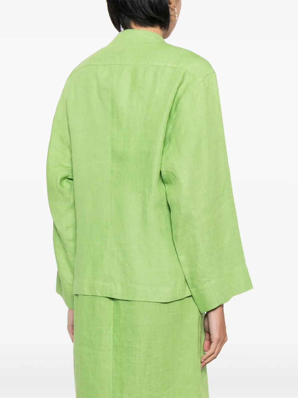 CHANEL Pre-Owned 1990-2000s Collarless Linen Jacket | Green | FARFETCH