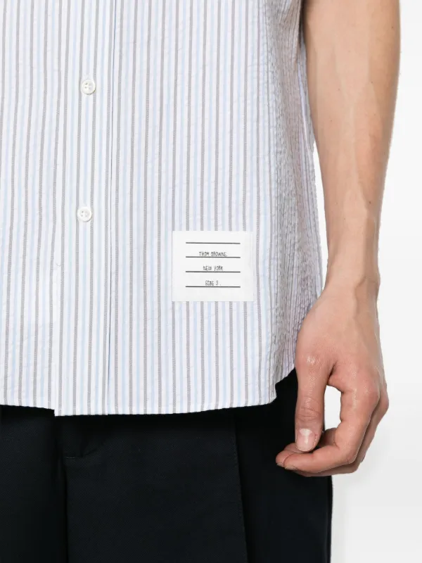 Thom Browne ストライプ シアサッカーシャツ | ブルー | FARFETCH JP Thom Browne ストライプ シアサッカーシャツ | ブルー | FARFETCH JP