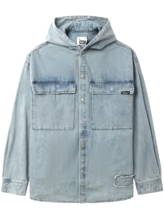 Izzue Hooded Denim Jacket | Blue | FARFETCH HK