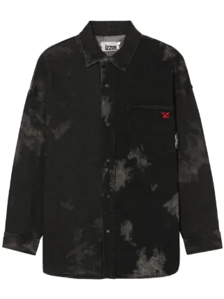 Izzue logo-embroidered cotton-blend Shirt | Black | FARFETCH