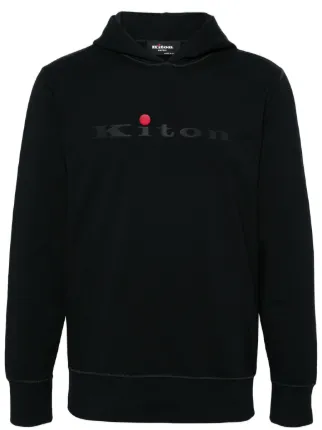 Kiton rubberised-logo Hoodie | Black | FARFETCH
