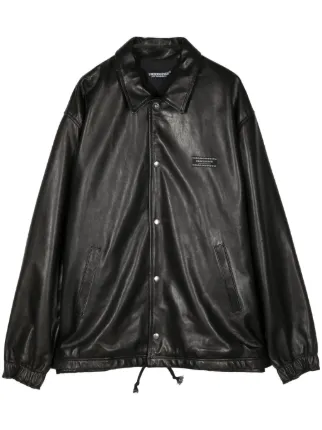 Undercover logo-appliqué Leather Jacket | Black | FARFETCH