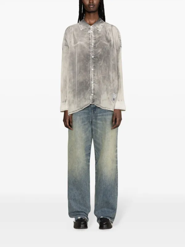 Maison MIHARA YASUHIRO drop-shoulder acid-wash Shirt | Grey Maison MIHARA YASUHIRO drop-shoulder acid-wash Shirt | Grey