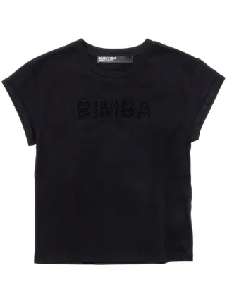 Bimba y Lola logo-embroidered T-shirt | Black | FARFETCH