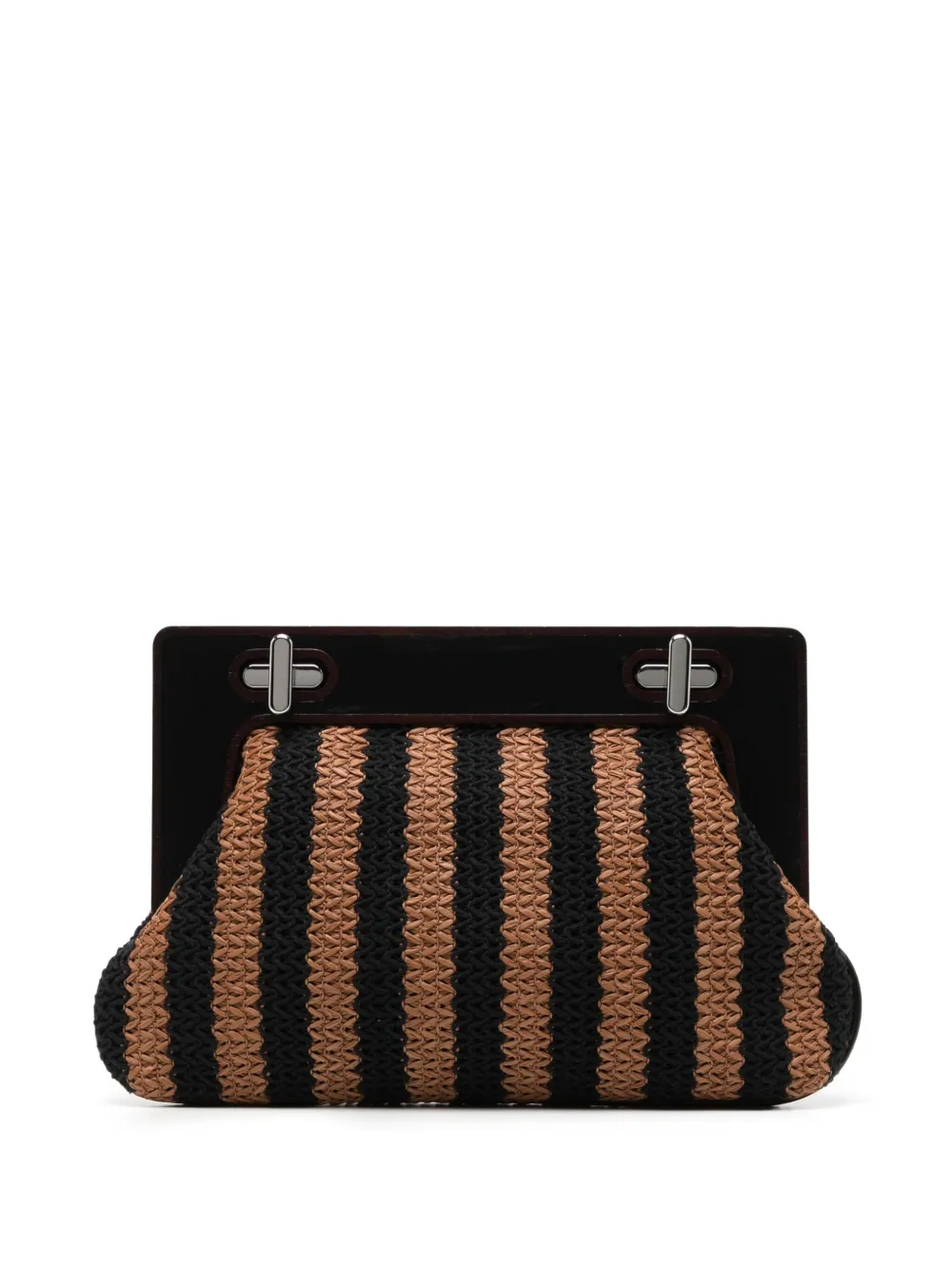 STAUD Alba Frame Raffia Clutch Bag - Farfetch