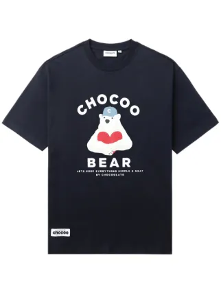 CHOCOOLATE graphic-print Cotton T-shirt | Blue | FARFETCH