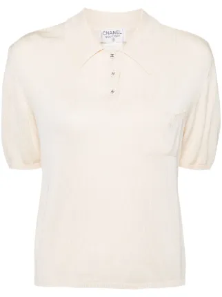 CHANEL Pre-Owned 1997 Short Sleeve Knitted Polo | Neutrals | FARFETCH
