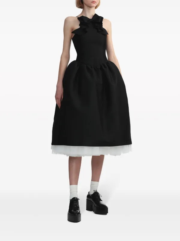 SHUSHU/TONG bow-detail Flared Midi Dress | Black | FARFETCH SHUSHU/TONG bow-detail Flared Midi Dress | Black | FARFETCH