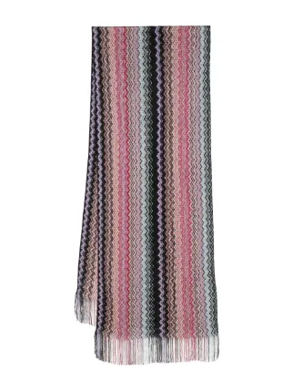 Missoni zigzag-pattern crochet-knit Scarf | Black | FARFETCH