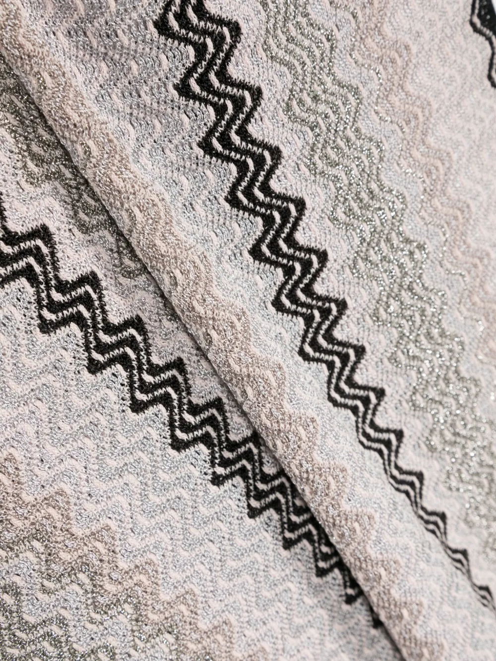 Missoni Metallic Zigzag Fringed Poncho | Grey | FARFETCH