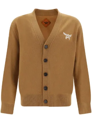 MCM Embroidered Logo v-neck Cardigan | Brown | FARFETCH