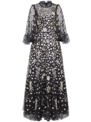 Needle & Thread Constellation sequin-embellished Gown | Black | FARFETCH