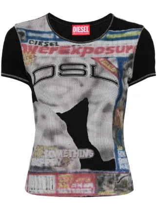 Diesel T-Ele graphic-print T-shirt | Black | FARFETCH