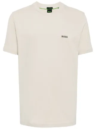 BOSS logo-print Cotton T-shirt | Neutrals | FARFETCH