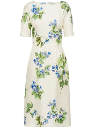Prada floral-print Twill Dress | Neutrals | FARFETCH