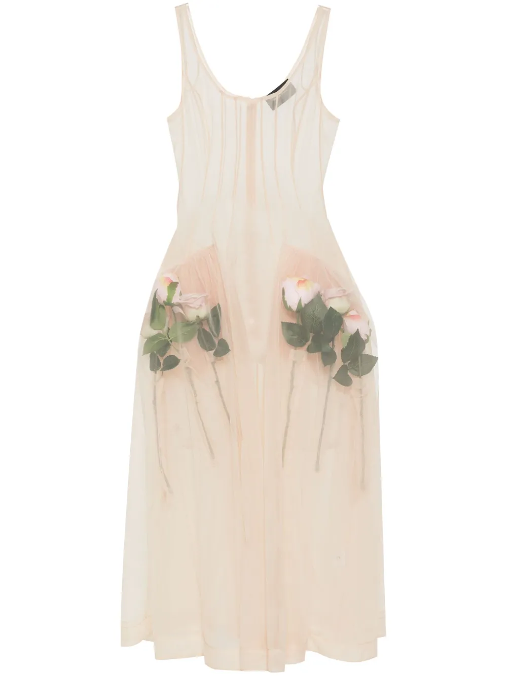 Simone Rocha floral-appliqué Tulle Midi Dress | Neutrals | FARFETCH AU